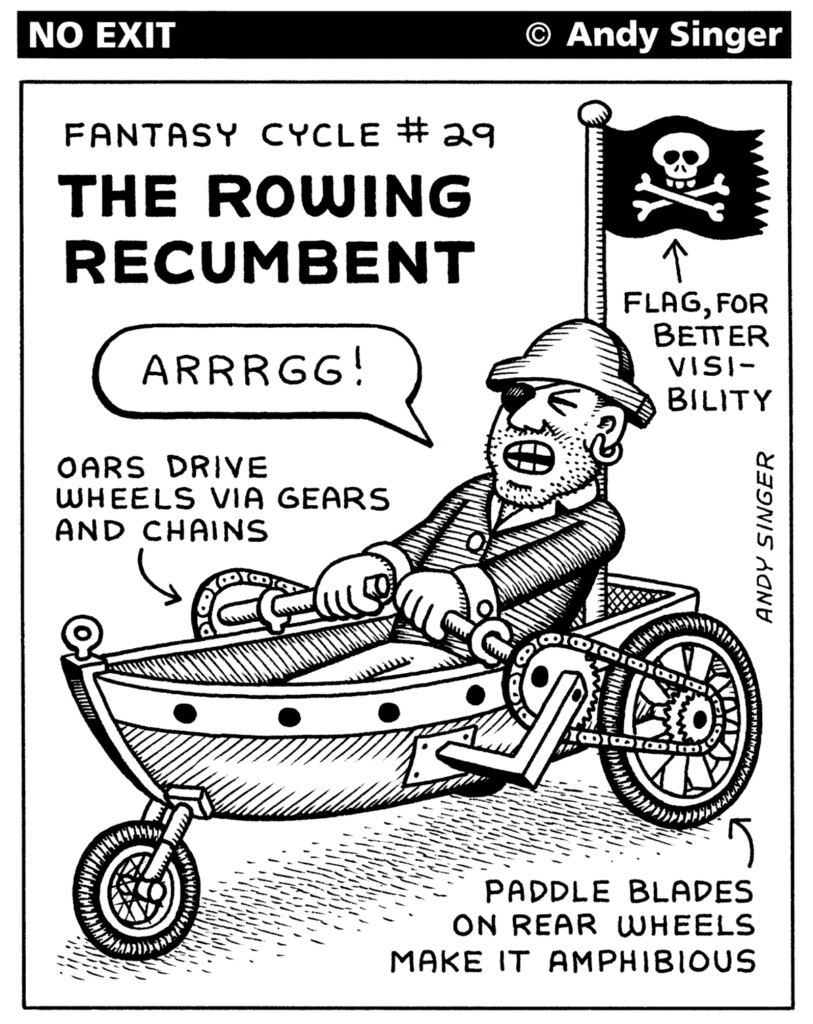 No Exit Bicycle Cartoon: The Rowing Recumbent - Cycling West - Cycling Utah